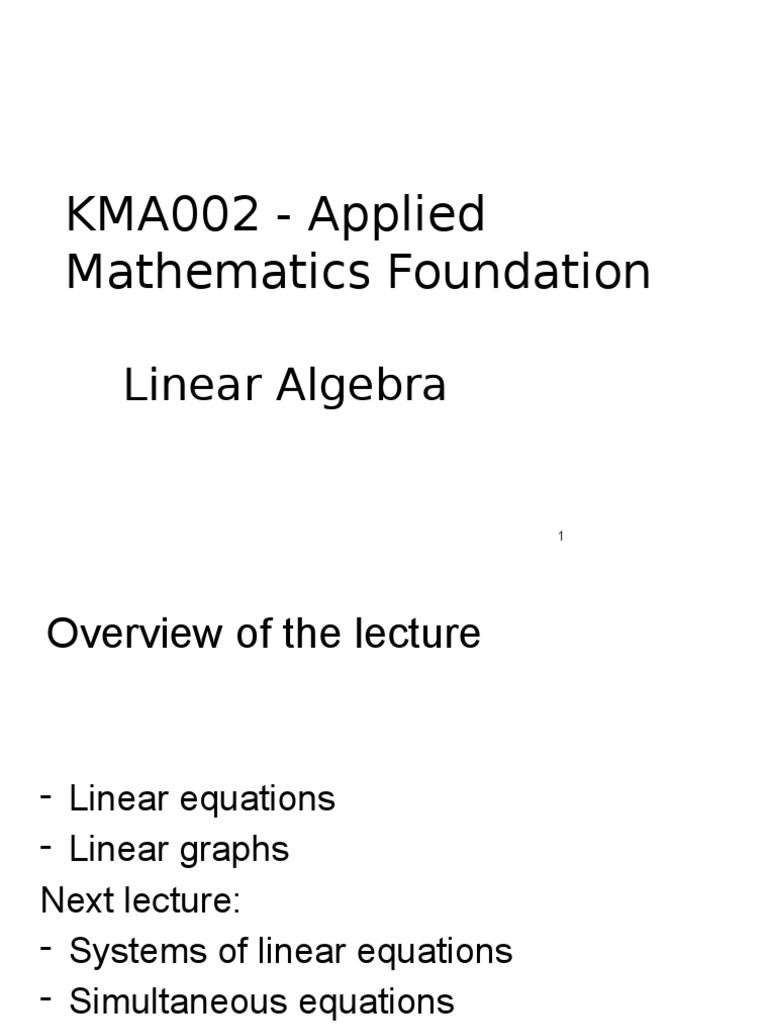 Foundations of Linear Algebra Concepts | PDF | Line (Geometry ...