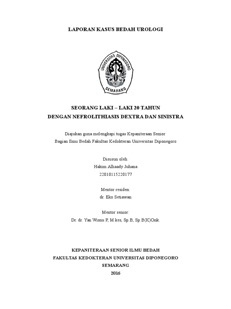 Urologi Nefrolithiasis DR Yan Wisnu | PDF