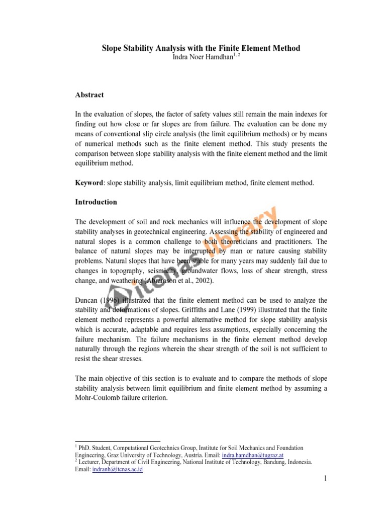 Slope Stability Analysis With The Finite Element Method | PDF ...