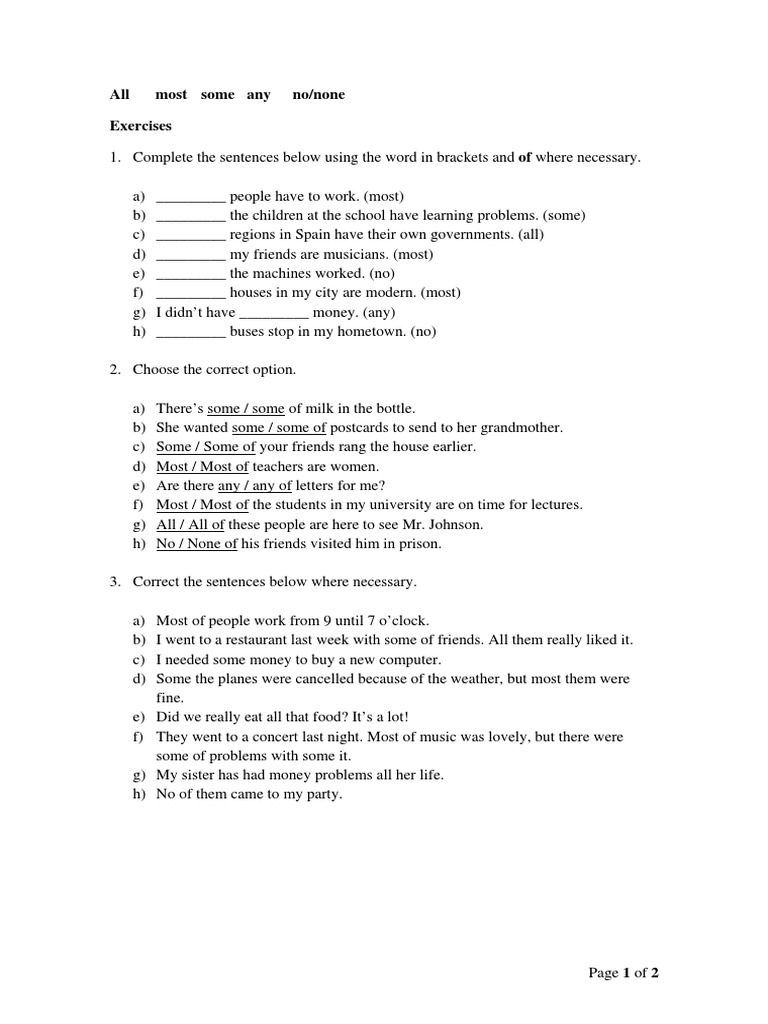 65 - All, Most, Some, Any, No, None PDF | PDF