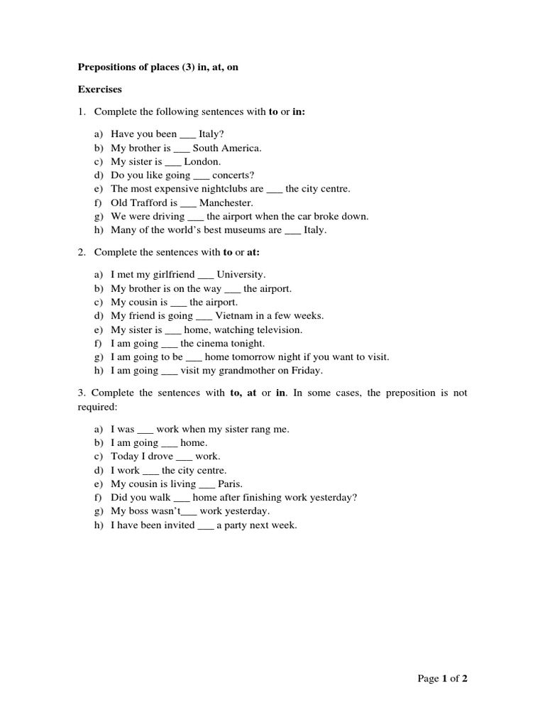 Preposition Practice for Learners | PDF | Language Arts & Discipline | Art