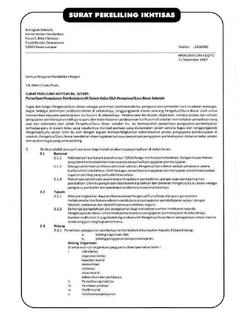 02 Surat Pekeliling Ikhtisas Bil 3-1987 PDF | PDF