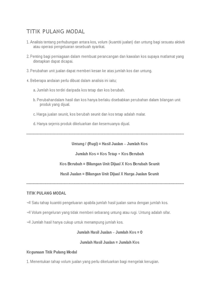 Titik Pulang Modal | PDF