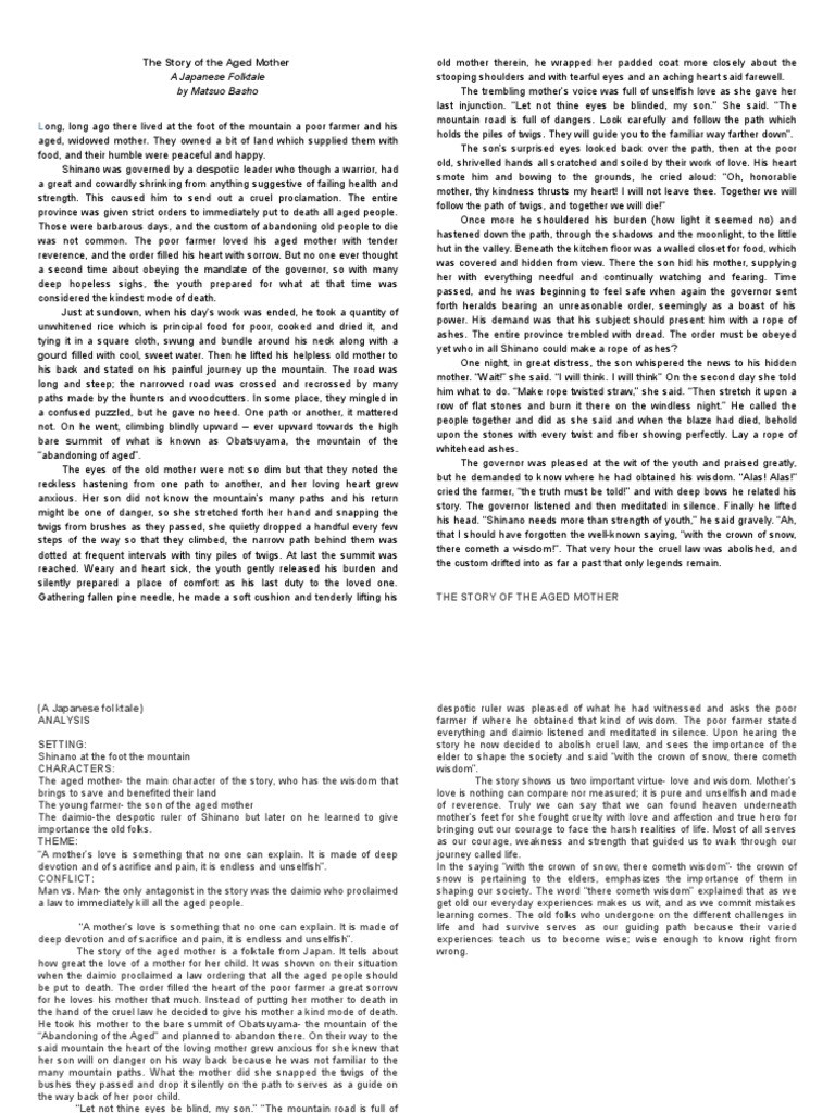 The Story of The Aged Mother | PDF