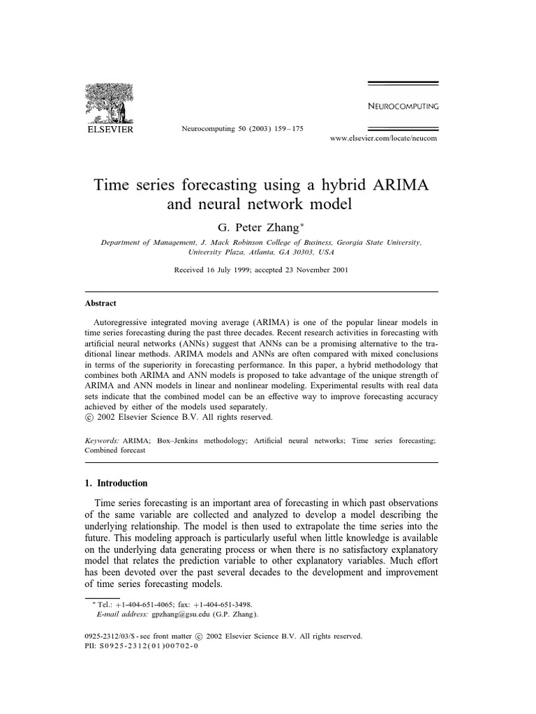 Time Series Forecasting Using A Hybrid ARIMA | PDF | Autoregressive Integrated Moving Average ...