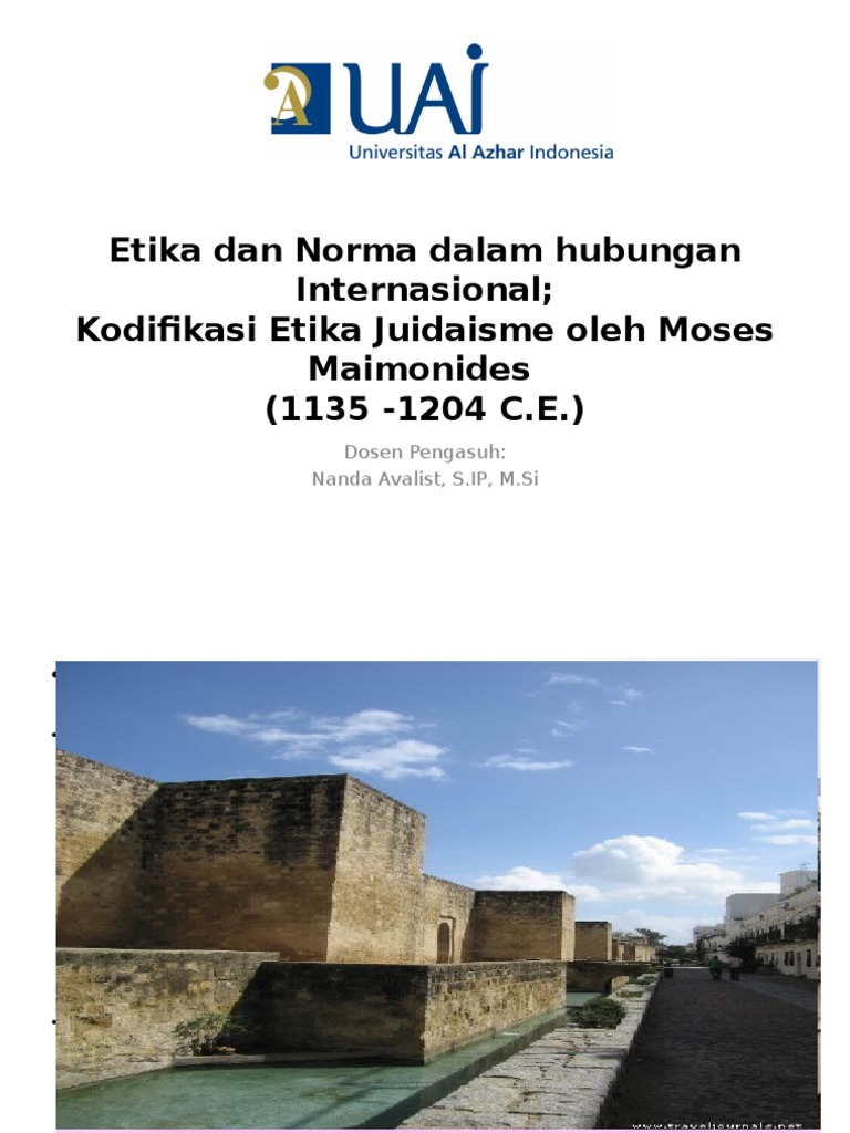 UAI Etika Dan Norma Dalam HI 4 - Filsafat Judaisme (Maimonides) | PDF | Maimonides | Torah
