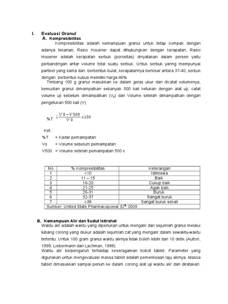 Evaluasi Kompresibilitas Granul | PDF | Kesehatan Holistik