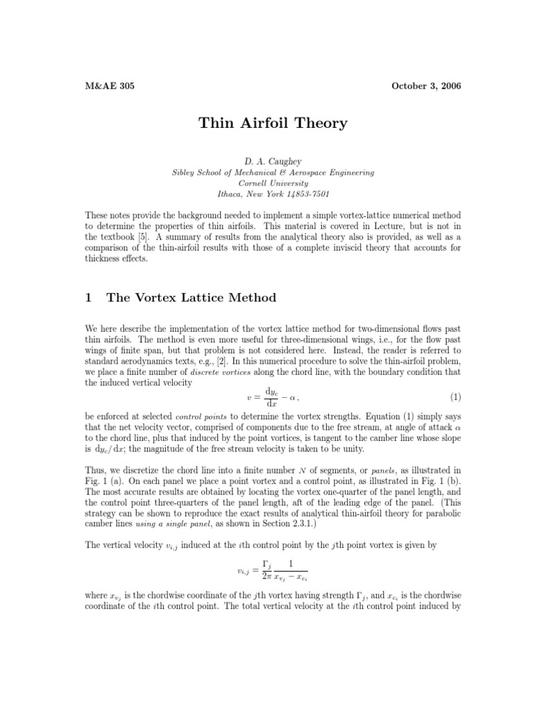 Thin Airfoil Theory | PDF | Airfoil | Lift (Force)