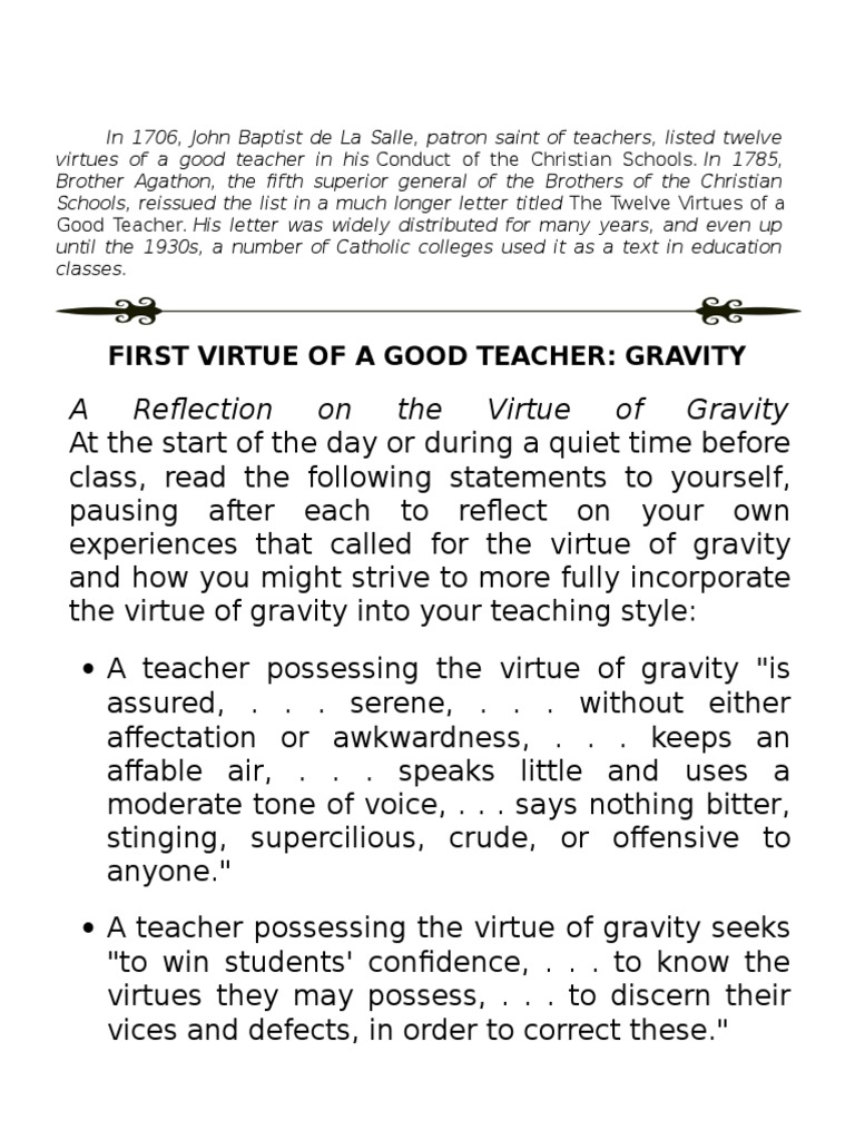 Twelve Virtues of Effective Teachers | PDF | Wisdom | Humility