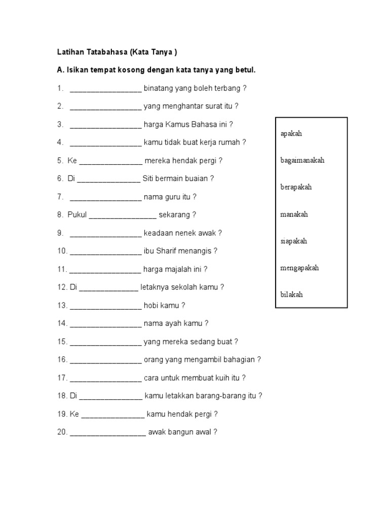 Latihan Kata Tanya | PDF