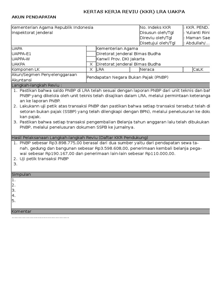Kertas Kerja Reviu | PDF