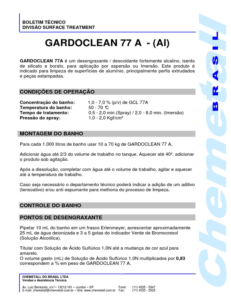 Desengraxante GARDOCLEAN 77 A | PDF