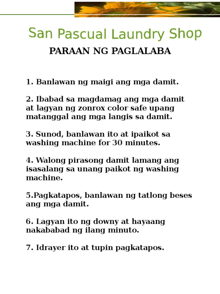Paraan Ng Paglalaba