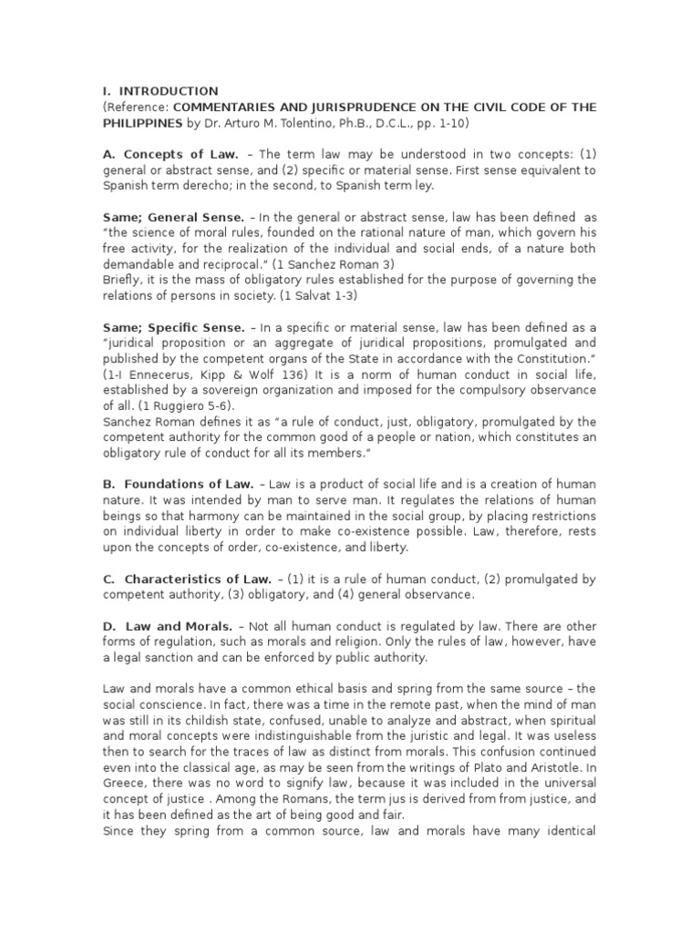 Introduction to Concepts and Classifications of Law | PDF ...