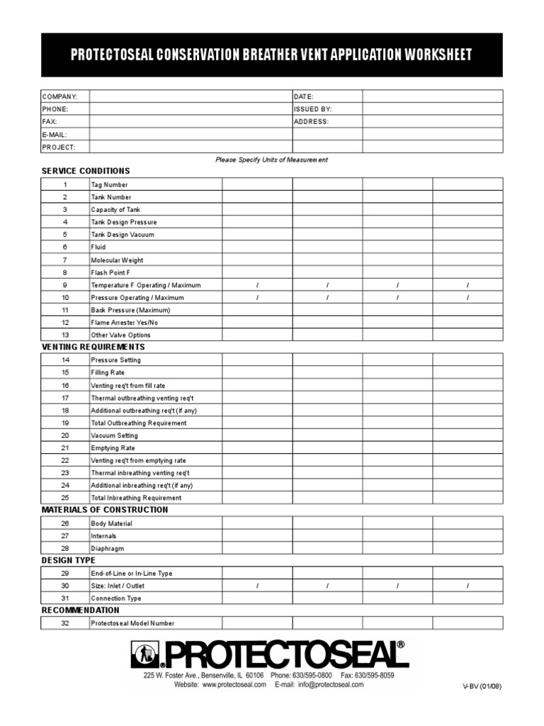 Breather Vent Worksheet | PDF
