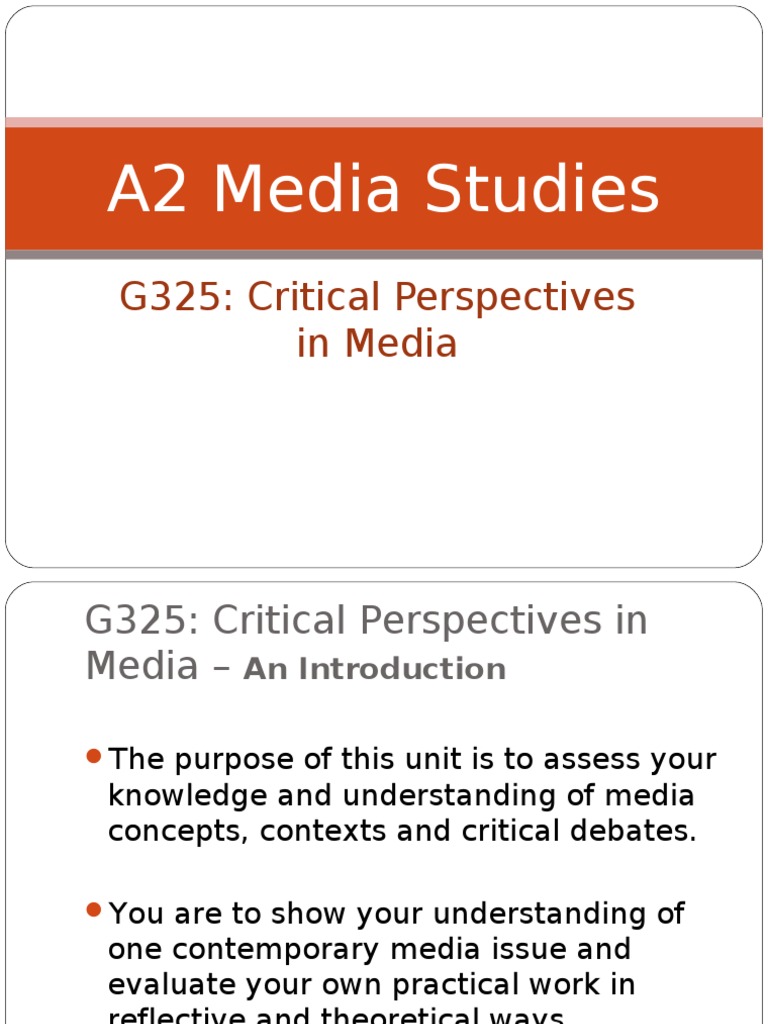 A2 Media Studies: G325: Critical Perspectives in Media | PDF | Mass ...