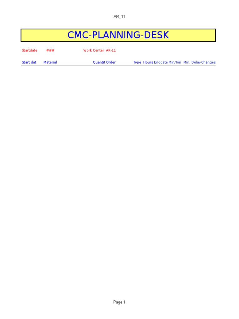 Excell Sheet For Detailed Planning (Sap-Plan) | PDF