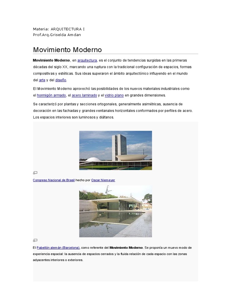 Movimiento Moderno Caracteristicas | PDF | Diseño arquitectonico ...