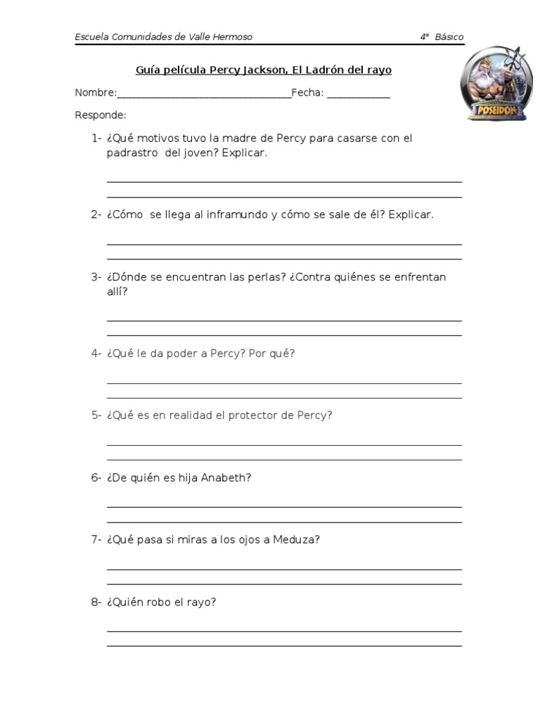 Guia Pelicula Percy Jackson | PDF
