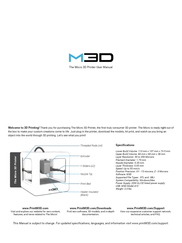 M3D Manual | PDF | 3 D Printing | Indemnity