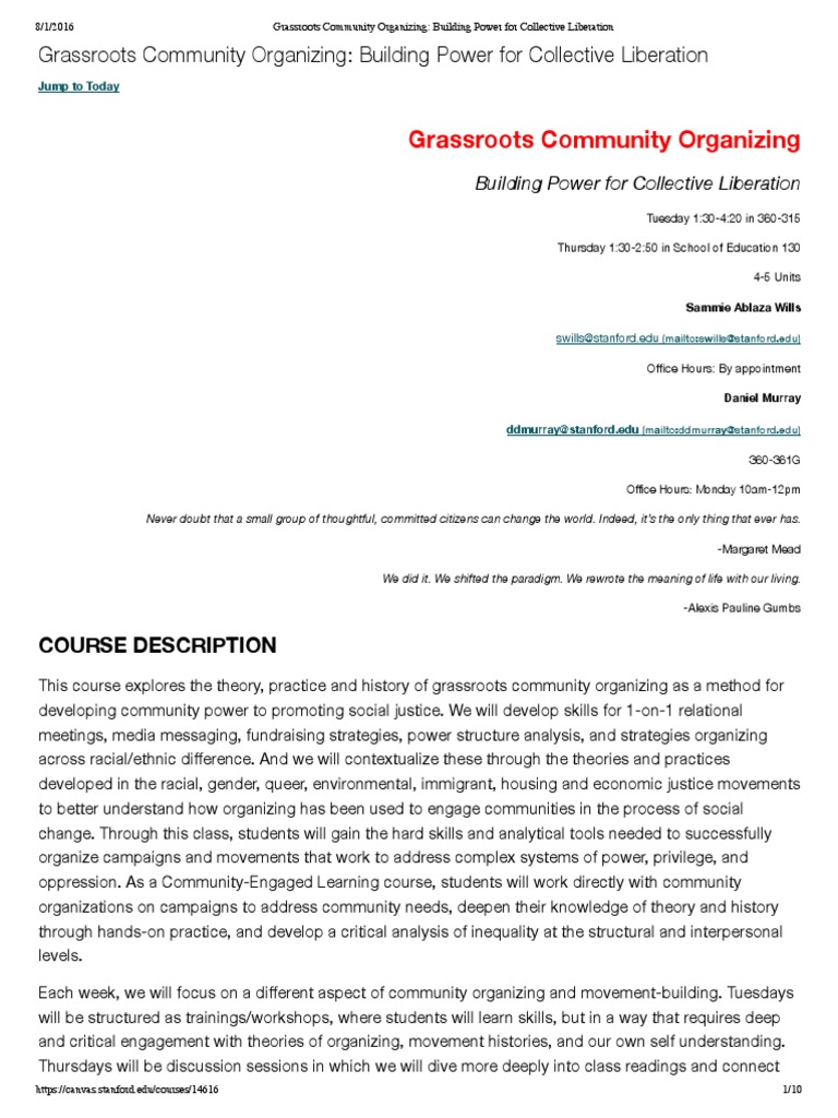 Grassroots Community Organizing - Building Power For Collective ...