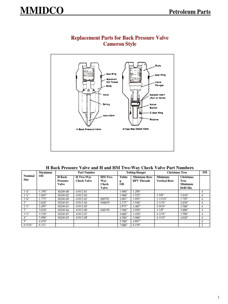Cameron BPV (Medidas, Info, Lubricadores) | PDF
