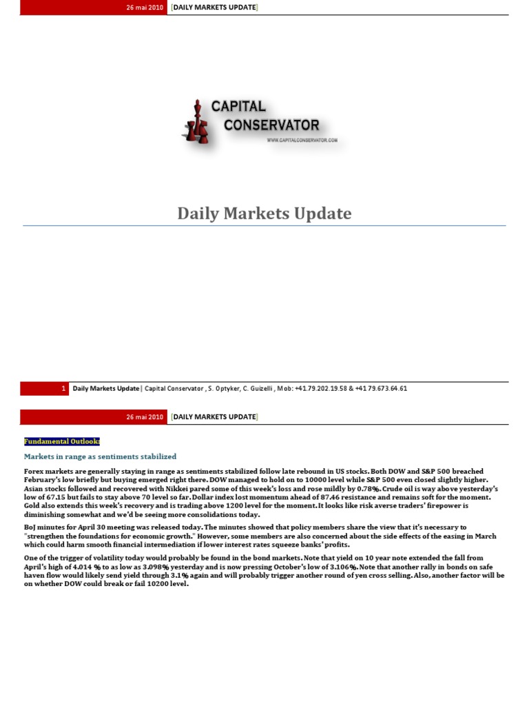 Daily Markets Update | PDF | Market Trend | Consumer Confidence Index