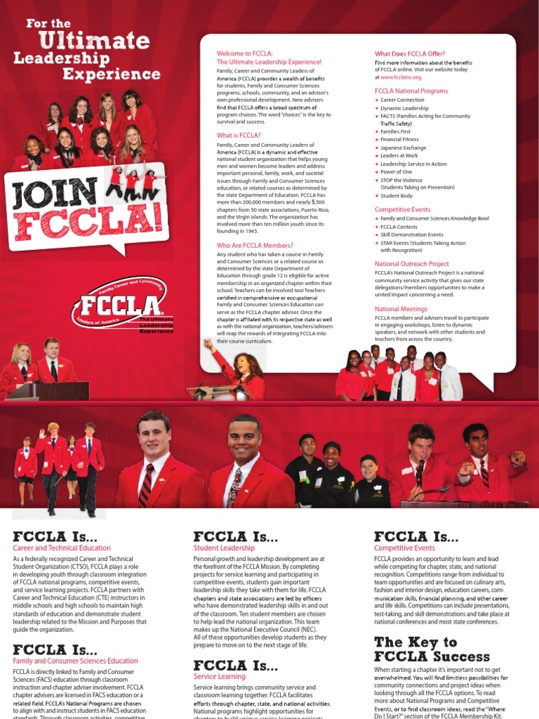 Join Fccla Brochure | PDF | Home Economics | Service Learning