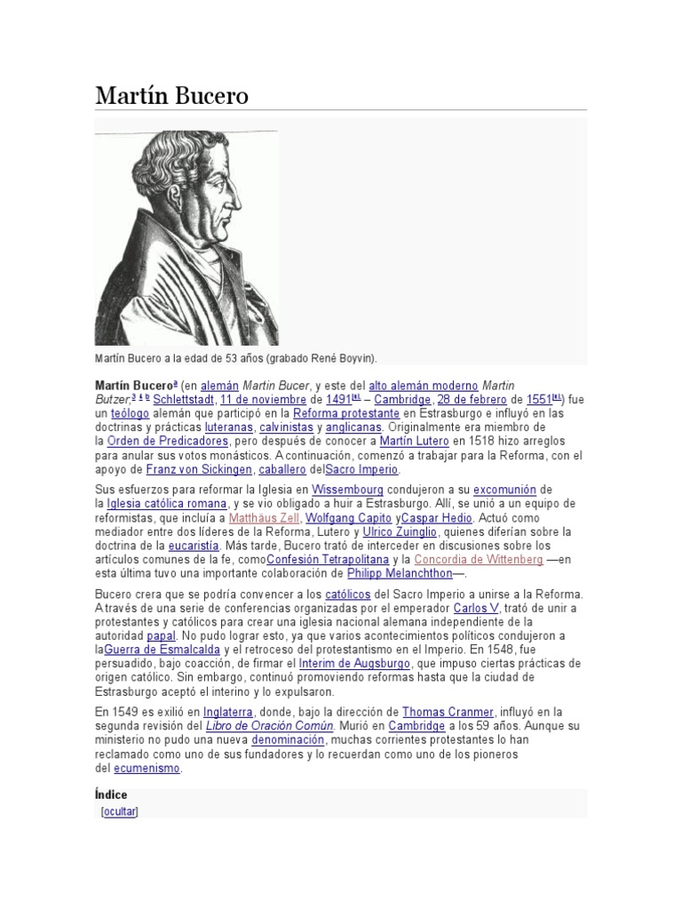Martín Bucero | PDF | Martin Luther | protestante