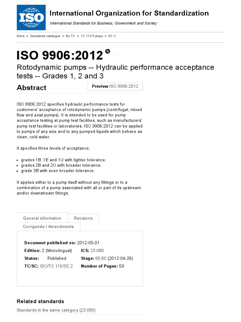 ISO 9906 - 2012 - Rotodynamic Pumps - Hydraulic Performance Acceptance ...