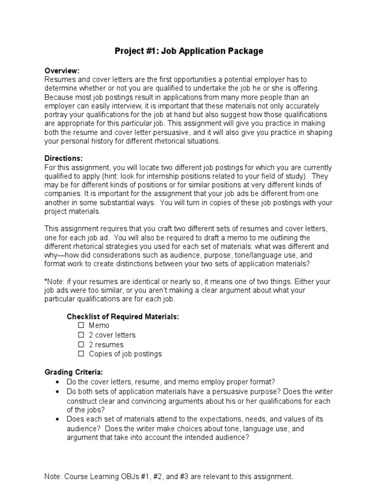 !project 1-Job Application Package | PDF | Résumé | Rhetoric