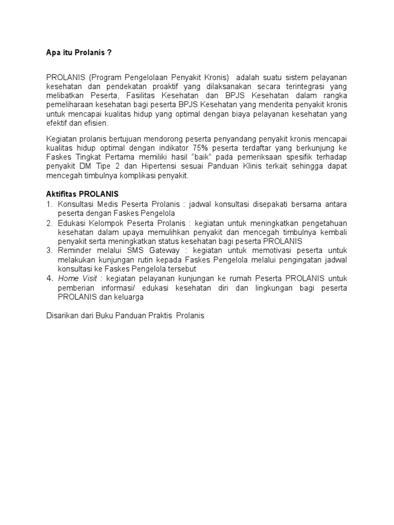 Apa Itu Prolanis | PDF | Kesehatan Holistik