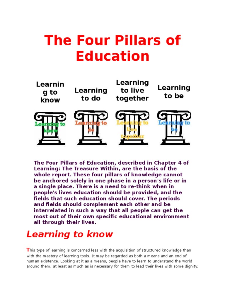 The Four Pillars of Education | PDF | Employment | Competence (Human ...