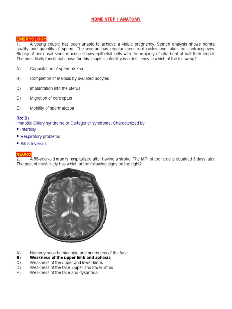 Nbme Step 1 Anatomy | PDF | Anatomical Terms Of Motion | Cerebrospinal ...