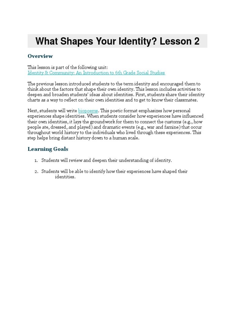 Lesson 2 Abstract What Shapes Your Identity | PDF | Social Science ...