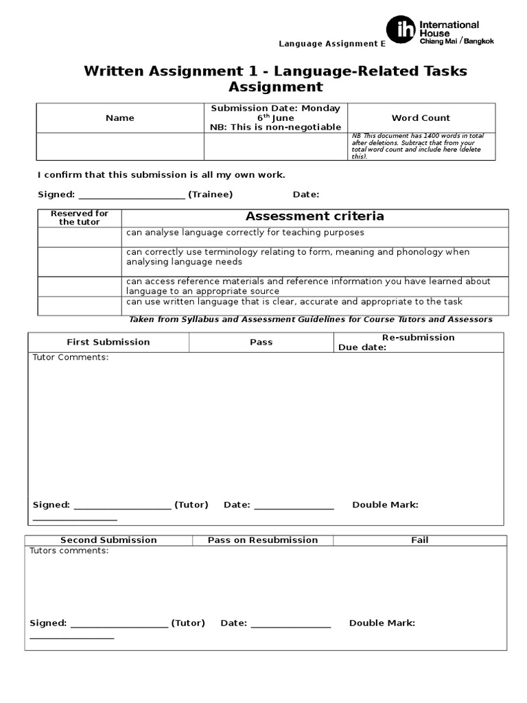 CELTA Assignment 1 - Language Analysis | PDF | Languages | Language ...