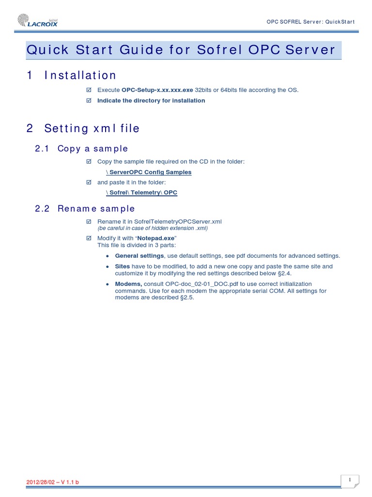 OPC Doc 00 01 QuickStart | PDF | Computer File | Computer Architecture