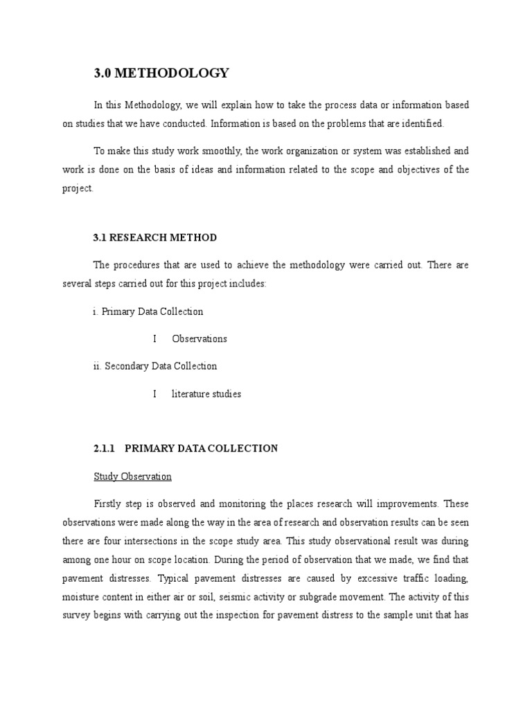 Methodolgy of Highway | PDF | Road Surface | Observation