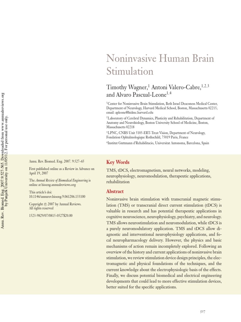 Non Invasive Human Brain Stimulation | PDF | Neuron | Inductor