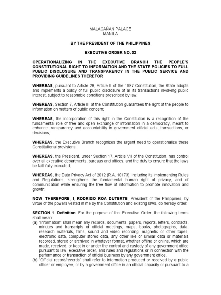 Executive Order: Freedom of Information | Download Free PDF | Freedom ...
