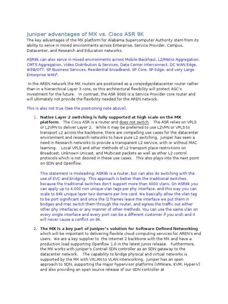 ASR9k Vs MX | PDF | Router (Computing) | Juniper Networks