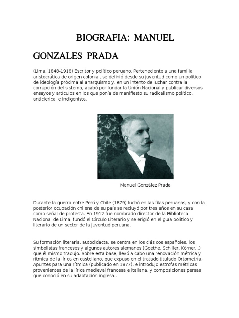 Manuel Gonzales Prada | Metro (poesía) | Perú