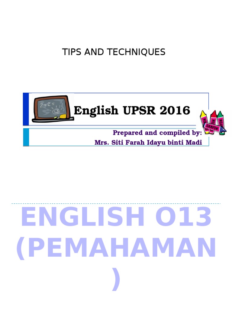 English Year 6 2016 English Language Grammatical Tense