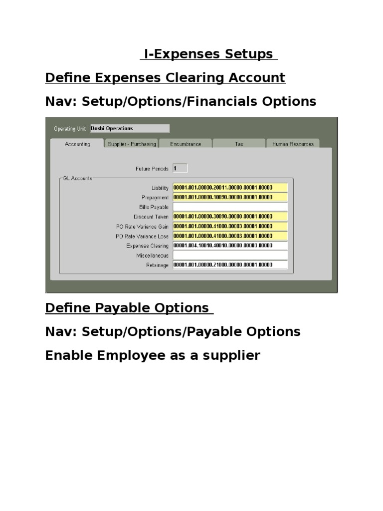 I Expenses Setups | PDF