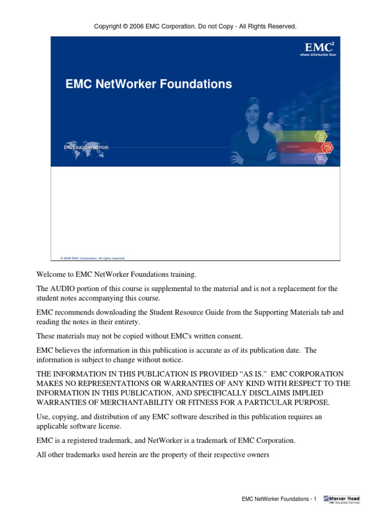 EMC NetWorker Foundations | PDF | Backup | Computer Data Storage