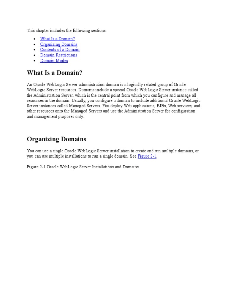 What Is A Domain? Organizing Domains Contents of A Domain Domain ...