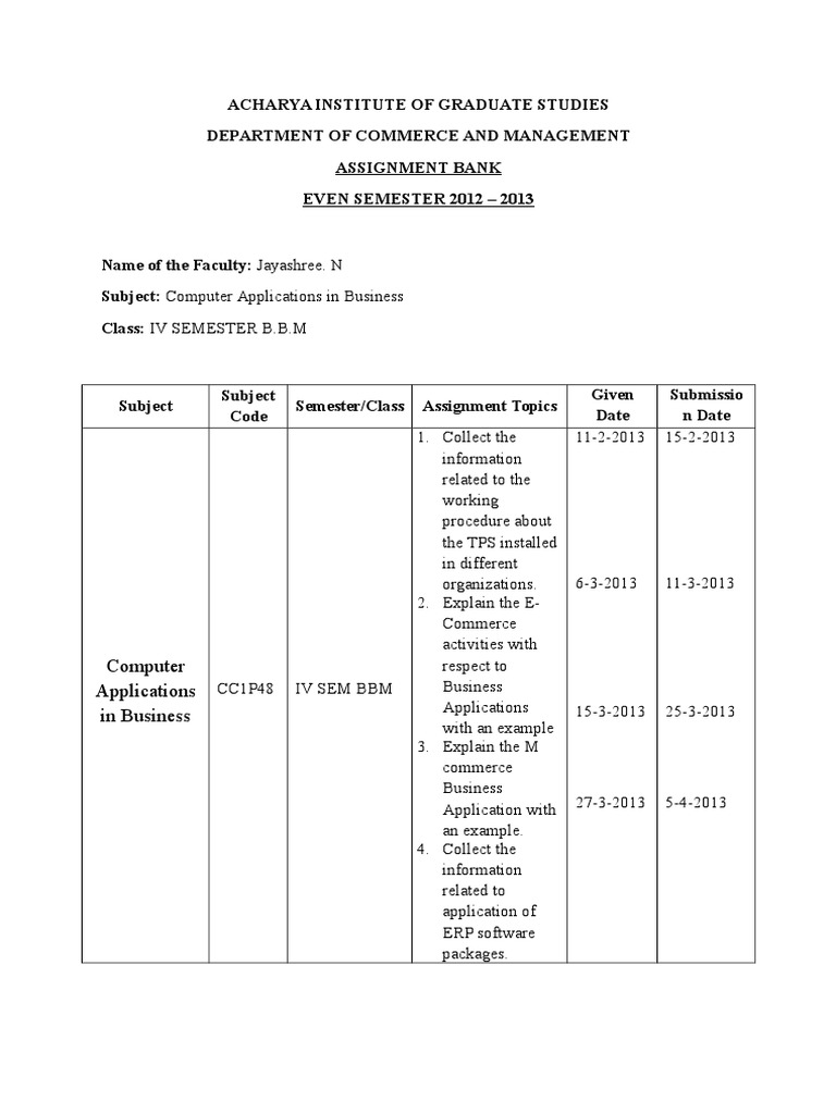 Assignment Bank | PDF