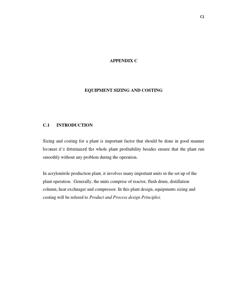 22 Appendix C Sizing Costing | PDF | Chemical Reactor | Pressure