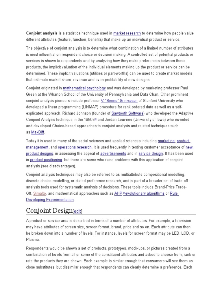 Conjoint Analysis | PDF | Analysis | Evaluation Methods