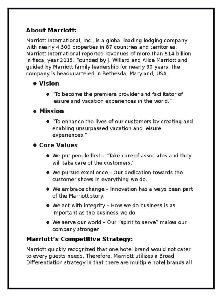 Marriott Competitive Strategy | PDF | Marriott International ...